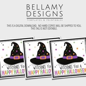 Halloween Sticker Label Tag Printable, Witching You A Happy Halloween ...