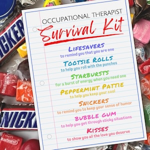 Occupational Therapist Survival Kit Gift Tag Topper, Occupational ...