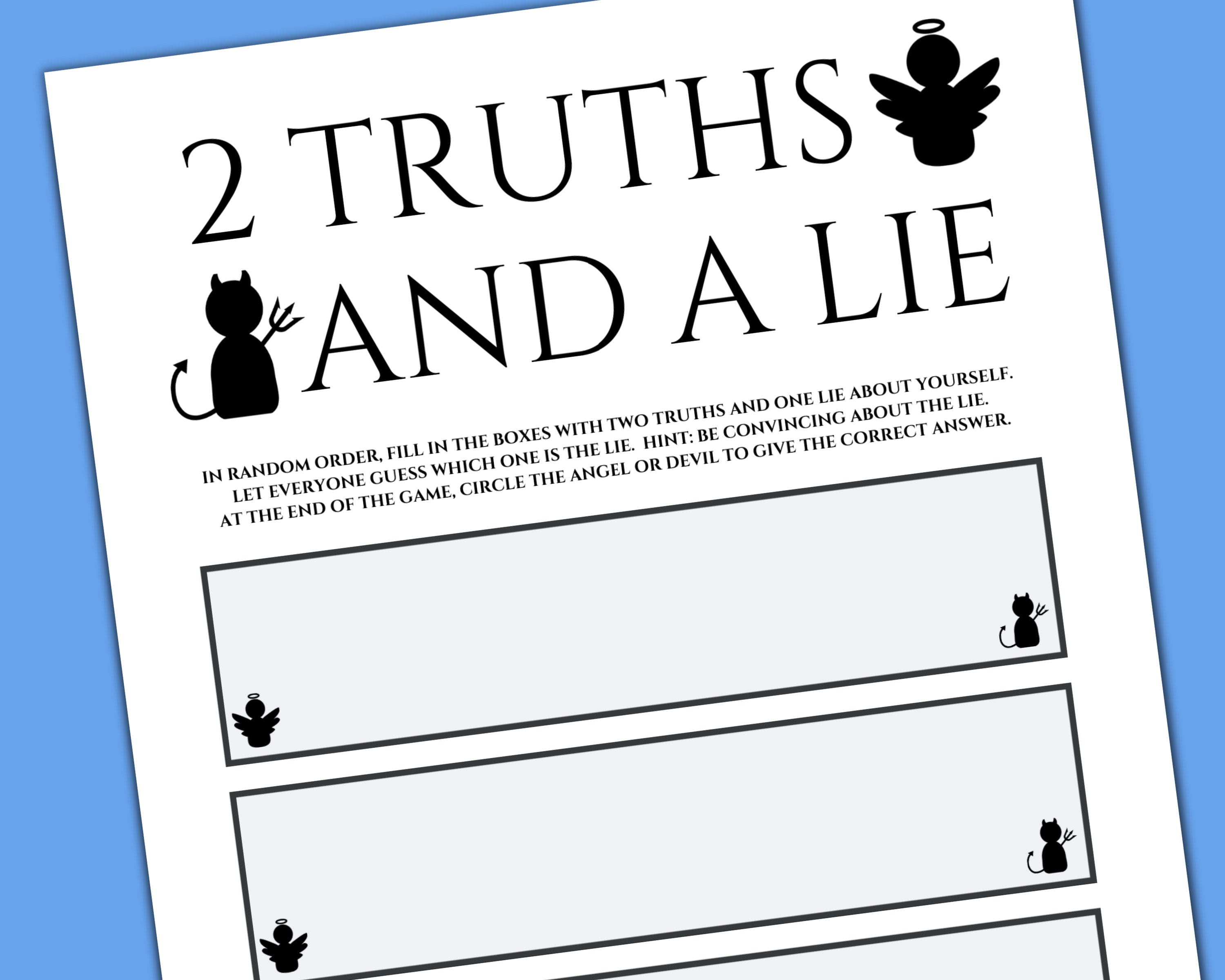 2 Truths and A Lie Teambuilding Icebreaker Game Office - Etsy
