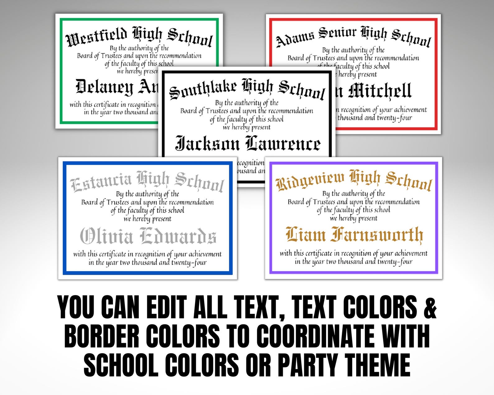 Editable Graduation Diploma Cupcake Toppers, Mini High School College ...