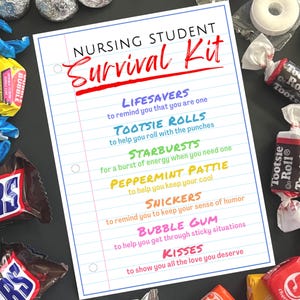 Nursing Student Survival Kit Gift Tag, Registered Nurse Appreciation ...