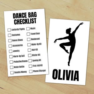 Editable Dance Bag Tag Insert, Custom Dance Equipment Gear Checklist ...