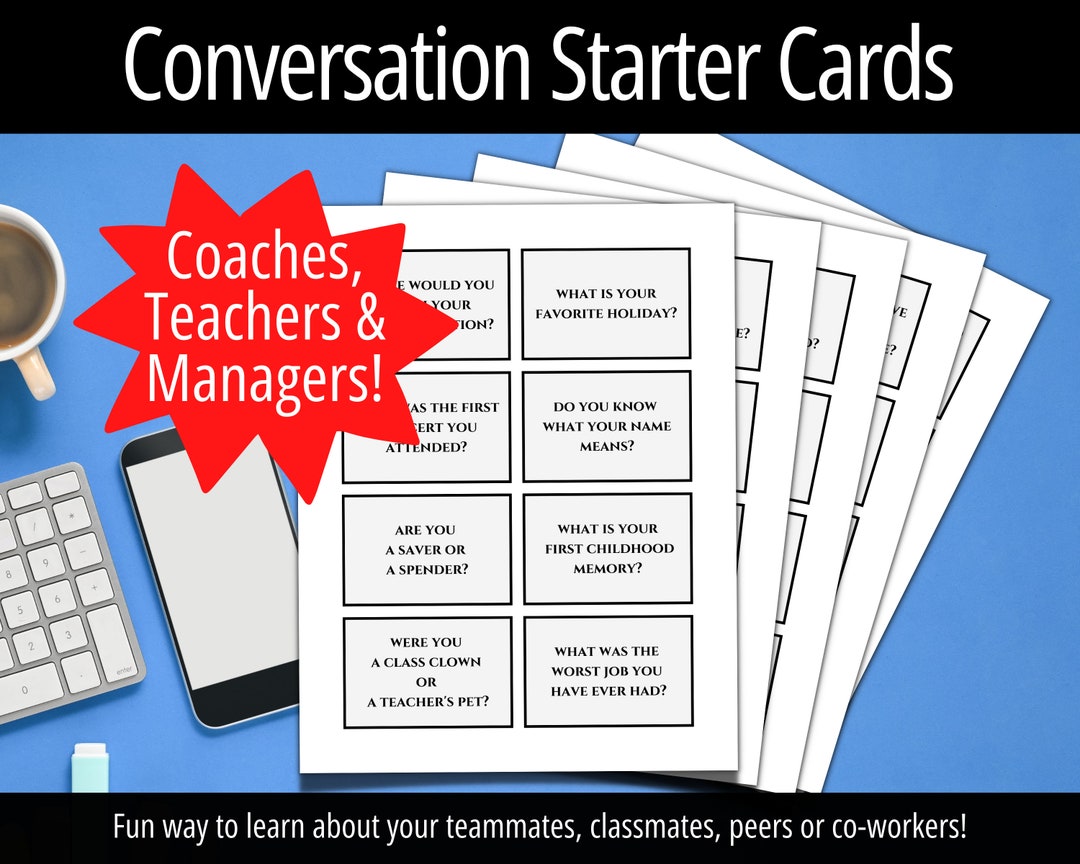 Conversation Starter Cards Teambuilding Activity, Office Classroom or ...