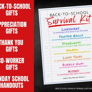 EDITABLE Religious Back to School Survival Kit Gift Tag, Teacher ...