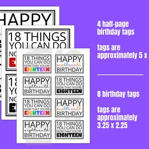 18th Birthday Gift Tag Printables, Things That You Can Do Now That You ...