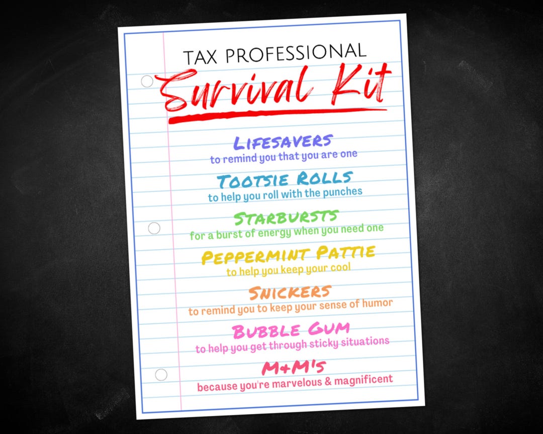 Tax Professional Survival Kit Gift Tags, Tax Preparation Appreciation ...
