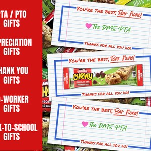 Editable Granola Bar Tag, You're the Best Bar None Thank You ...