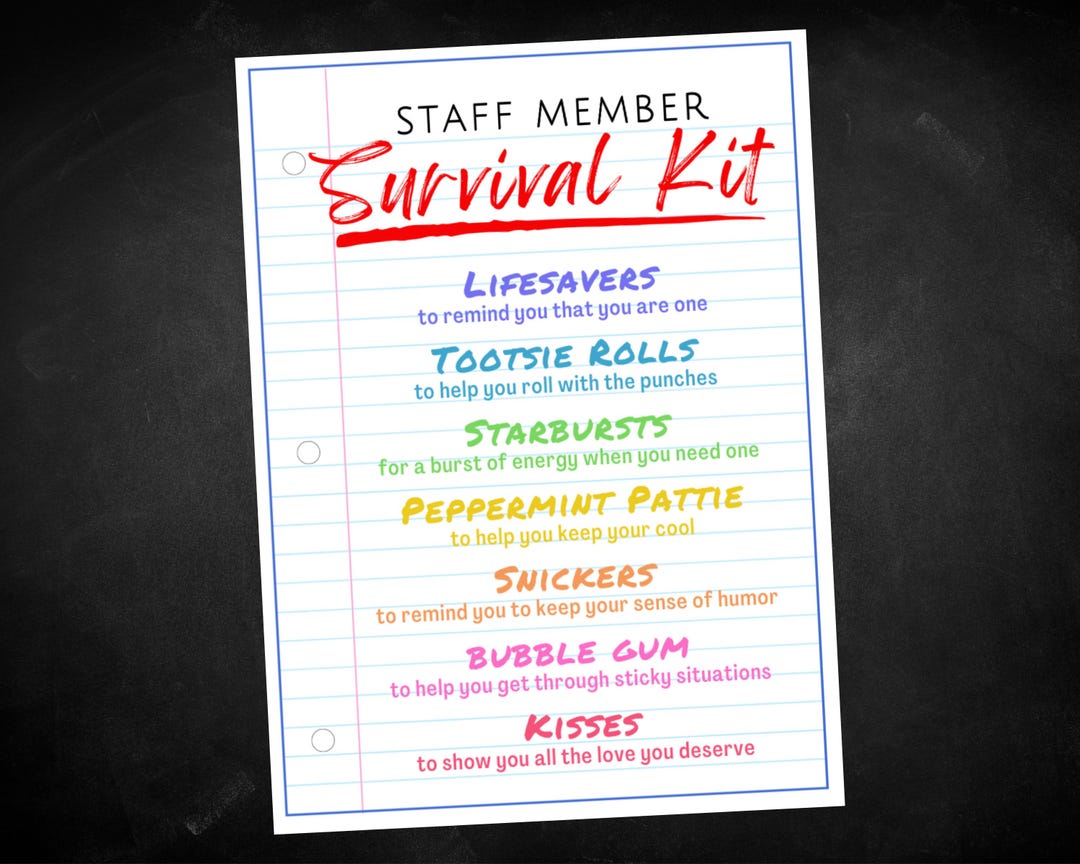 Staff Member Survival Kit Gift Tags, Staff Appreciation and Thank You ...