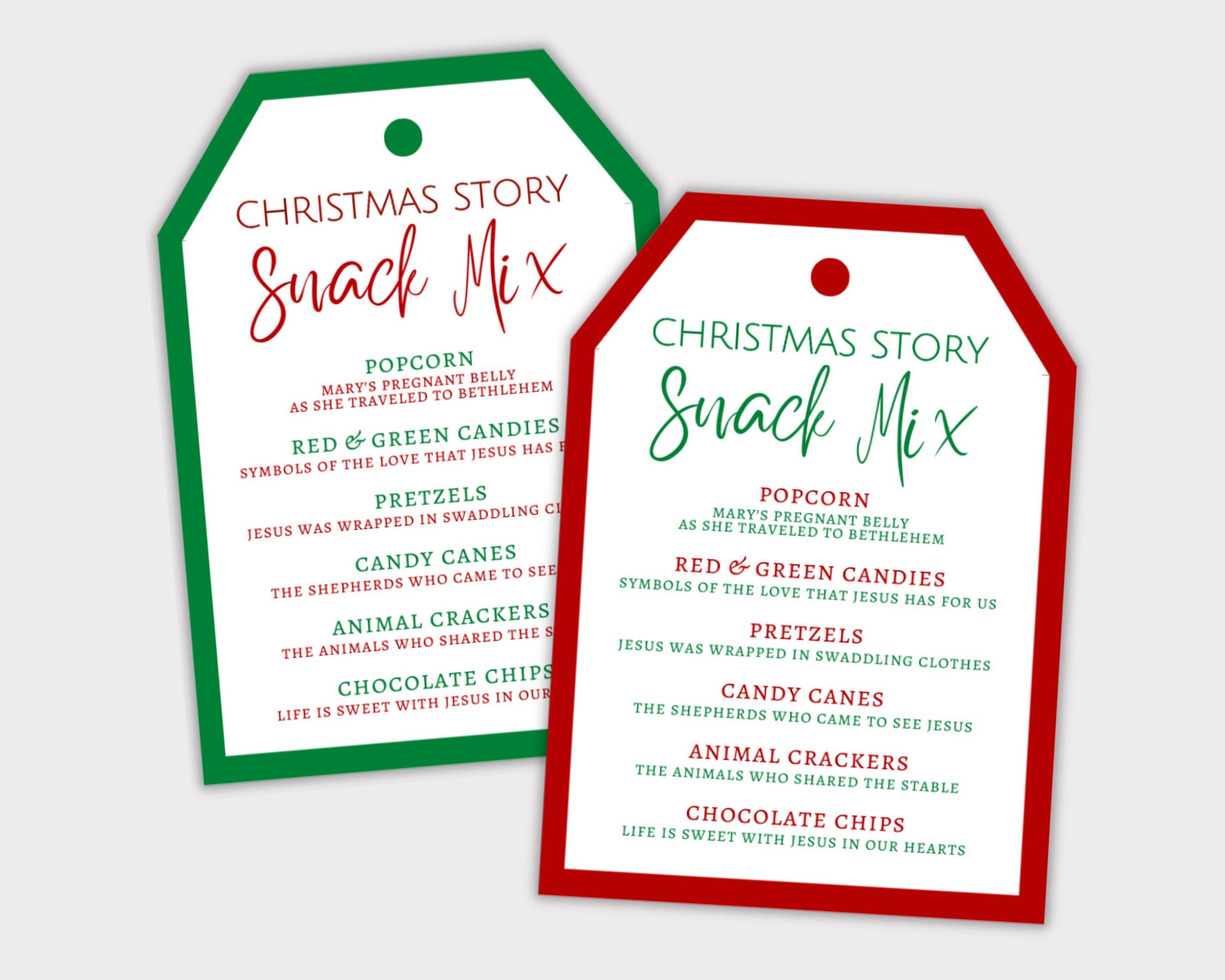 Nativity Story Snack Mix Gift Tags, Religious Gift Faith Based Gift ...