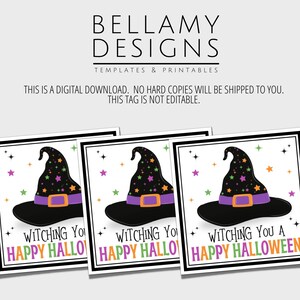 Halloween Sticker Label Tag Printable, Witching You A Happy Halloween ...