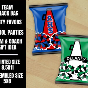 Editable Cheerleading Chip Bag, Cheerleader Goodie Bag Tag for Party ...