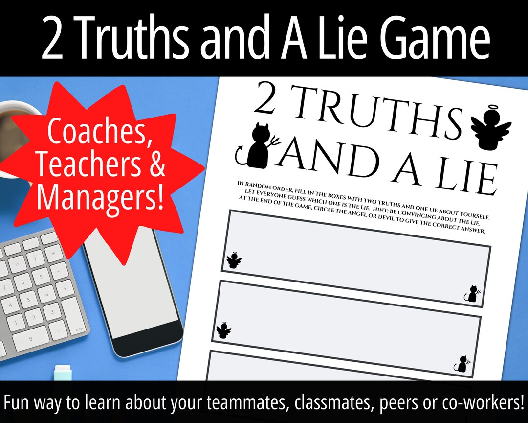 2 Truths and A Lie Teambuilding Icebreaker Game Office - Etsy