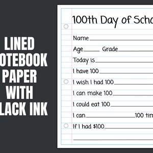 100th Day of School Worksheet Activity, Student Writing Activity ...