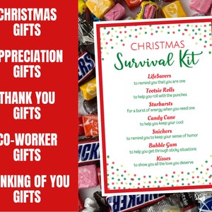 Christmas Survival Kit Gift Tag Printable, Stocking Stuffer Treat Card ...