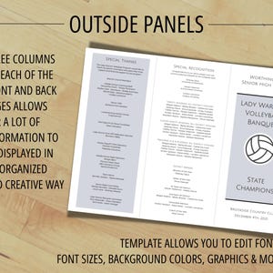 Tri-fold Program Template, Editable Landscape Orientation Folded ...