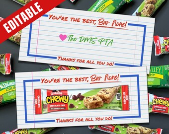 Granola Bar Gift Tag Teacher Staff Employee School - Etsy