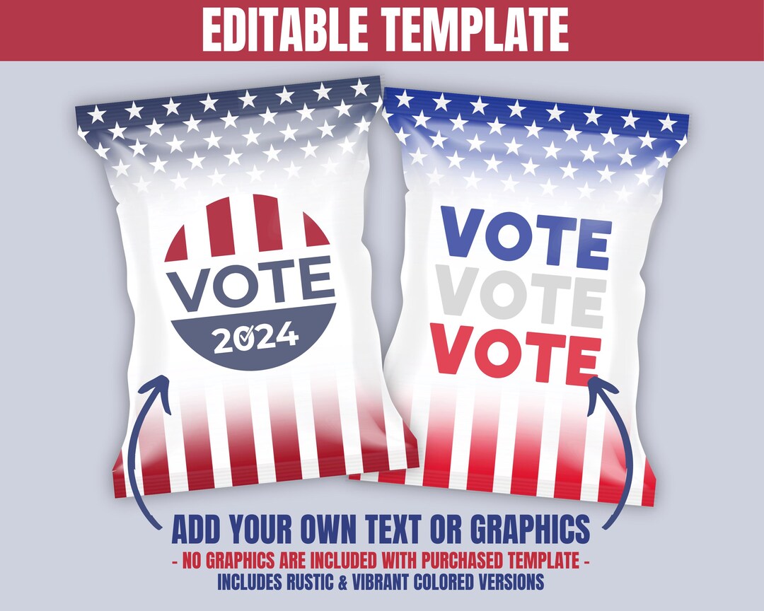 Patriotic American Flag Chip Bag, USA Red White and Blue, Republican ...