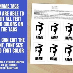 Editable Gymnastics Bag Tag Insert, Custom Gymnastics Equipment Gear ...