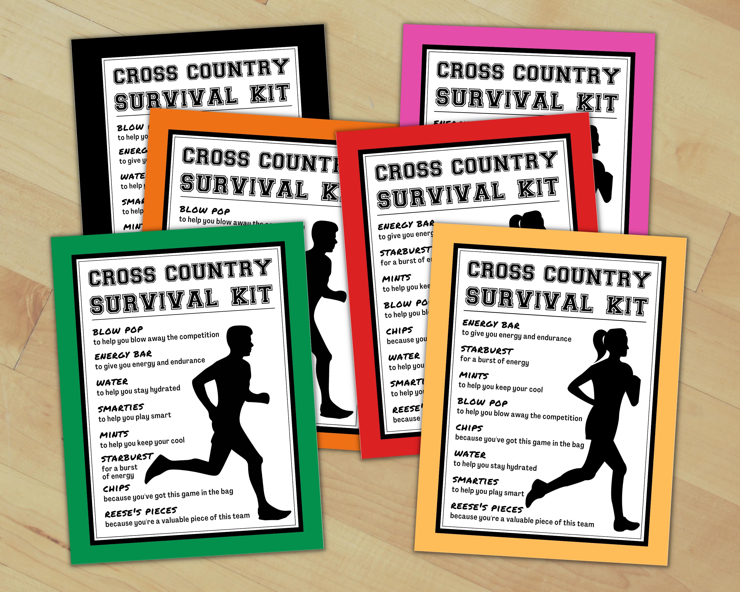 Editable Cross Country Survival Kit Tags, Boys & Girls Cross Country ...