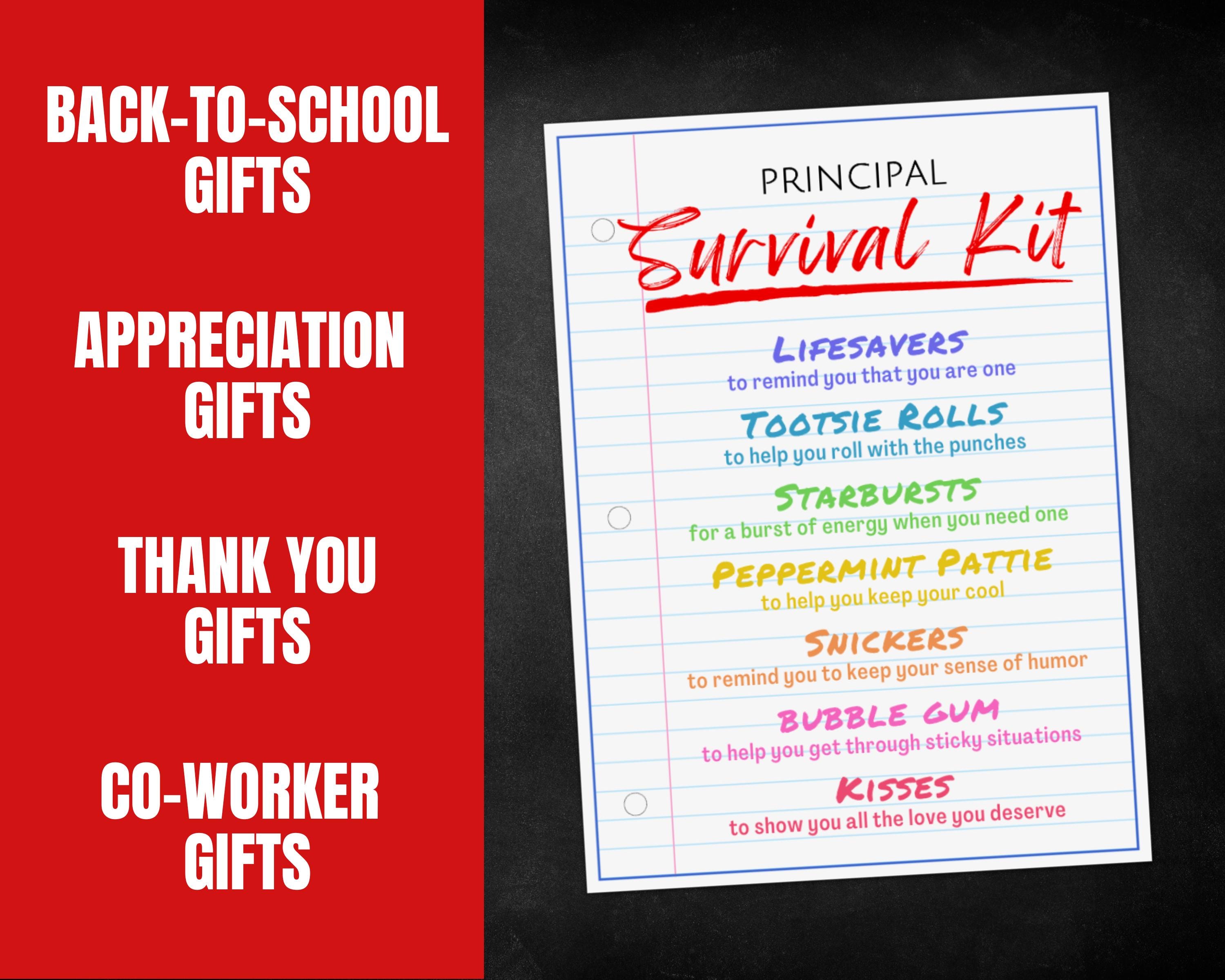 Principal Survival Kit Gift Tag, School Principal Day Thank You Card ...
