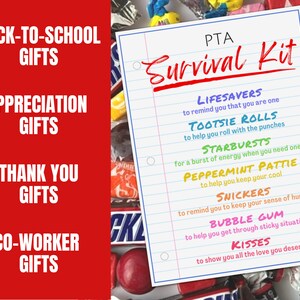 PTA Parent Teacher Association Survival Kit Gift Tags, PTA Appreciation ...