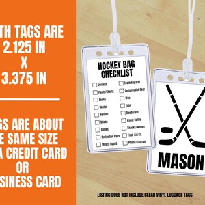 Editable Hockey Bag Tag Insert, Custom Hockey Equipment Gear Checklist ...