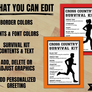 Editable Cross Country Survival Kit Tags, Boys & Girls Cross Country ...