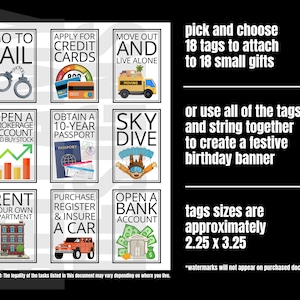 18 Things That You Can Do When You're 18, 18th Birthday Party Gift Tag ...