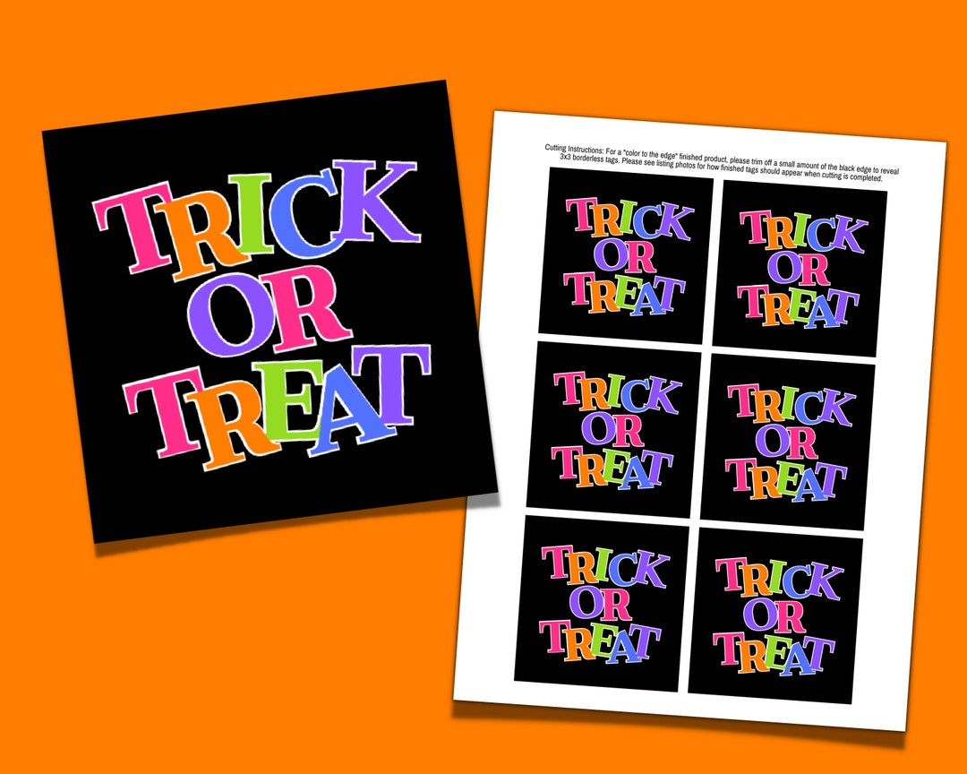 Halloween Trick or Treat Tags, Party Favor Gift Tags, Halloween Goodie ...