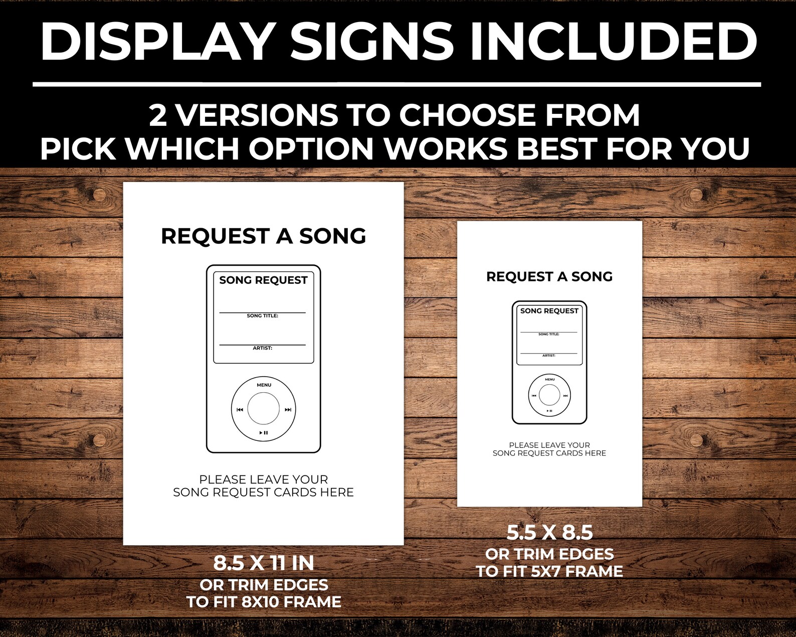 Song Request Cards & Signs, Karaoke Band DJ Printable Song Request Tags ...