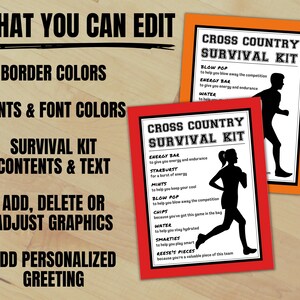 Editable Cross Country Survival Kit Tags, Boys & Girls Cross Country ...