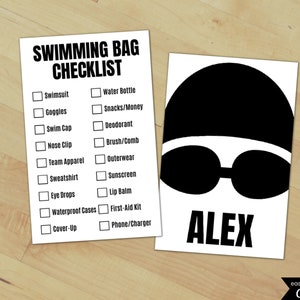 Editable Swimming Bag Tag Insert, Custom Swimming Equipment Gear ...