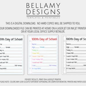 100th Day of School Worksheet Activity, Student Writing Activity ...
