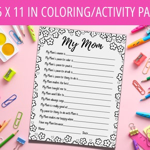 My Mom Activity Coloring Page, All About Mom Craft Idea, Mom's Day ...