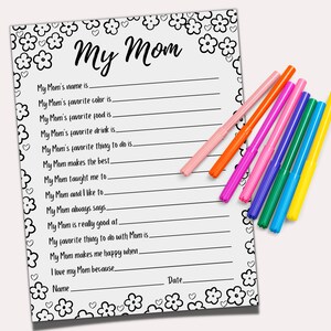 My Mom Activity Coloring Page, All About Mom Craft Idea, Mom's Day ...