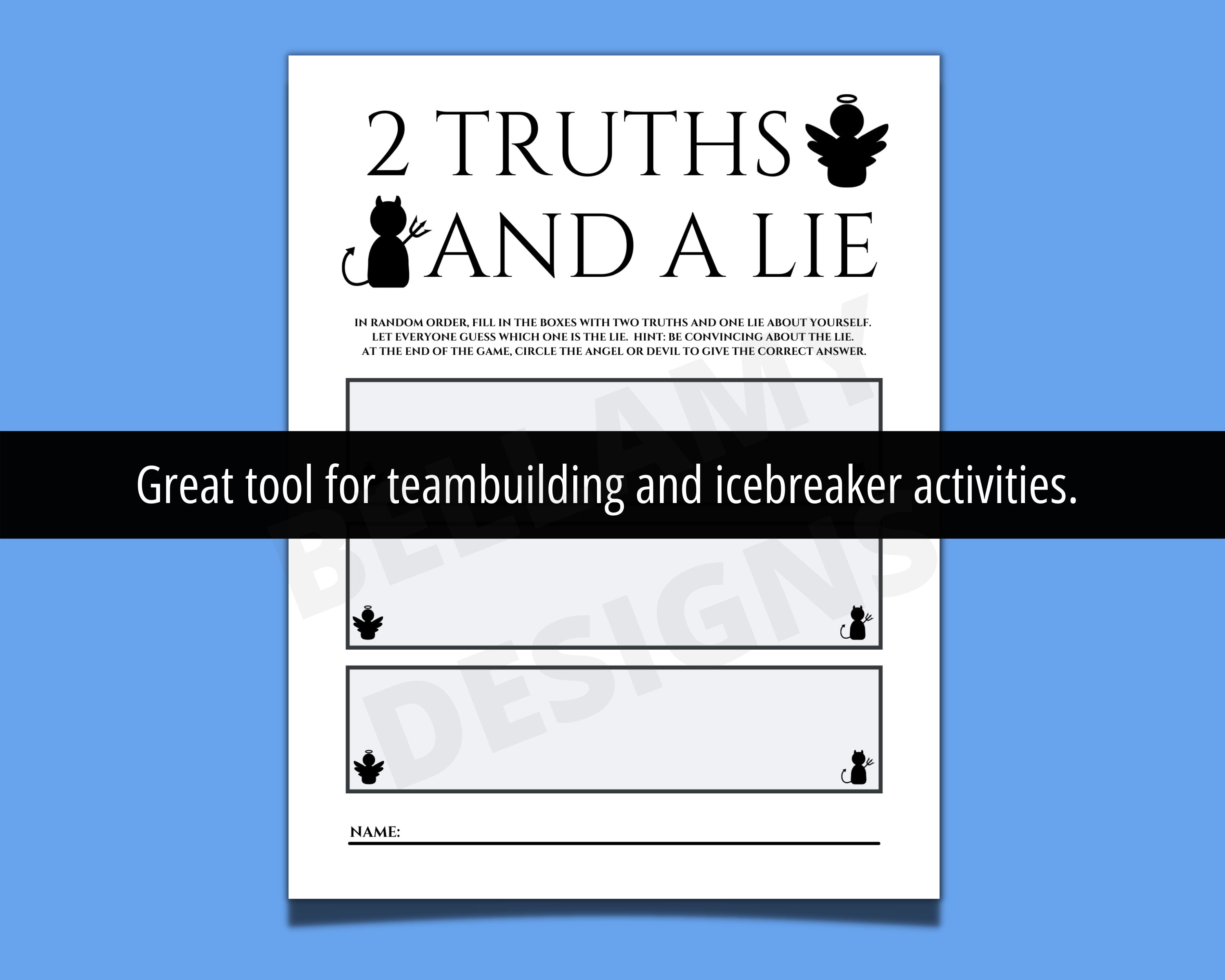 2 Truths and A Lie Teambuilding Icebreaker Game Office - Etsy