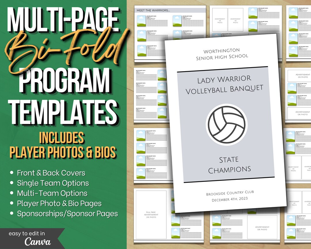 Multi-page Bi-fold Program Template Sports Program Church - Etsy