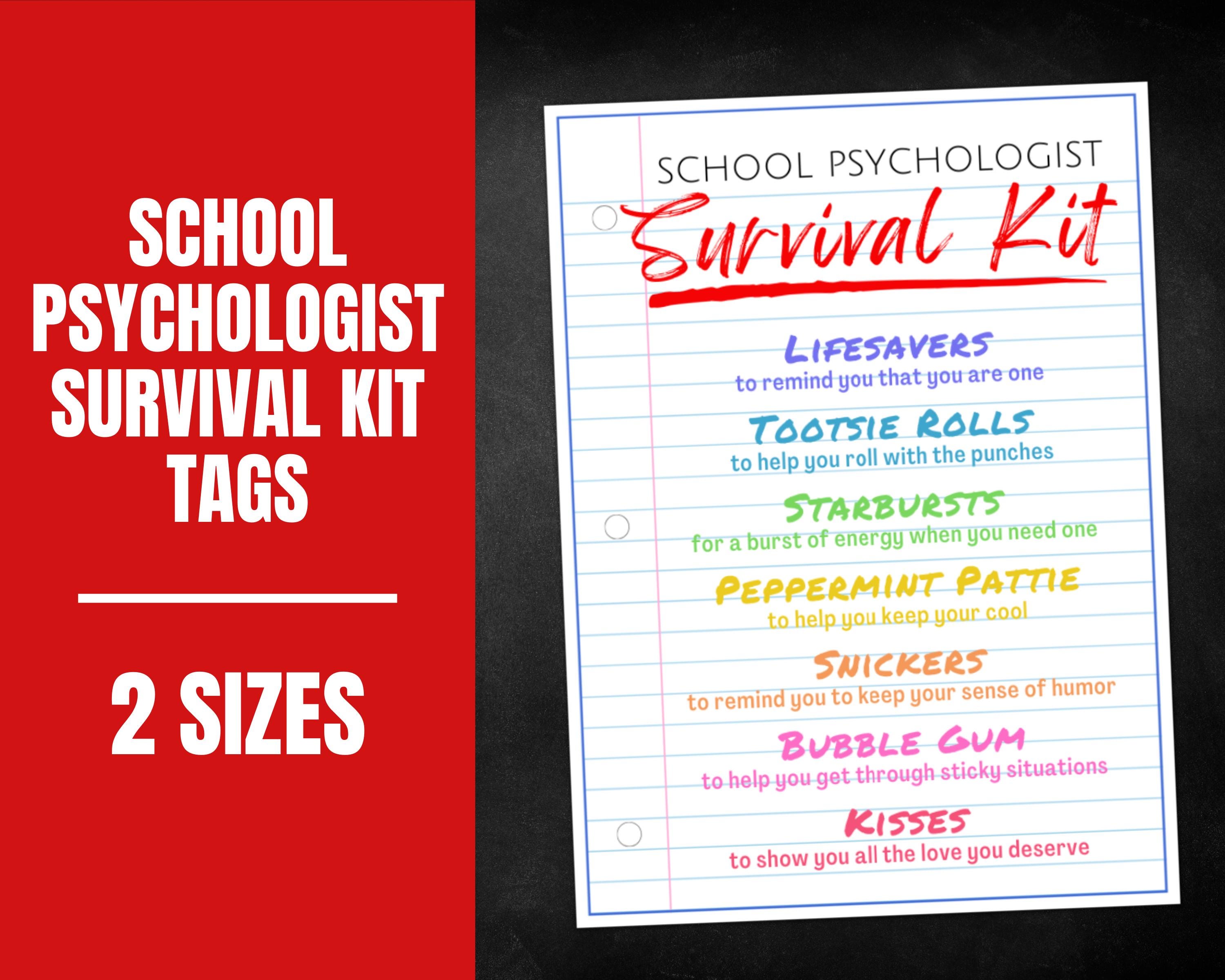 School Psychologist Survival Kit Gift Tags, Psychology Staff ...