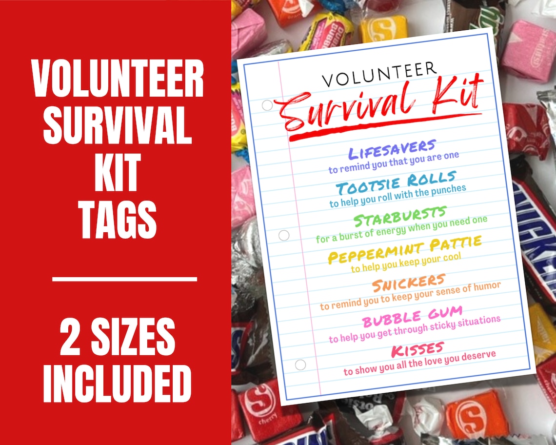 Volunteer Survival Kit Gift Tags Volunteer Appreciation and - Etsy