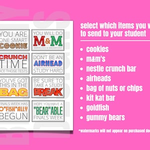 Finals Week Care Package Gift Tags for College Students, Test Survival ...