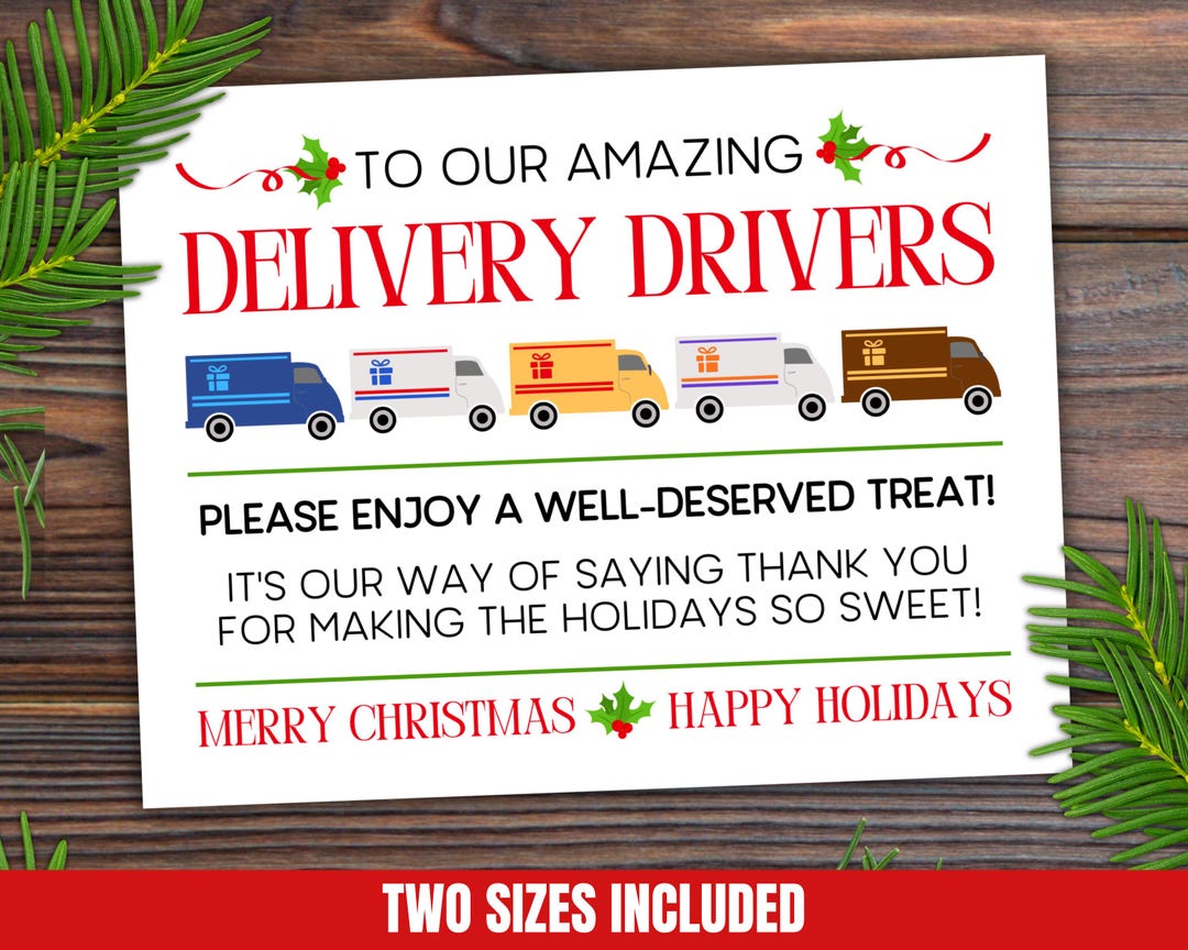 Delivery Driver Thank You Sign Printable, Christmas Package Delivery ...