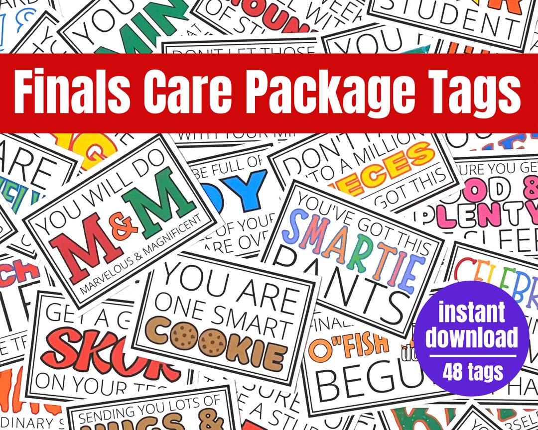 Finals Care Package Tags Printable Gift Tags for Students - Etsy