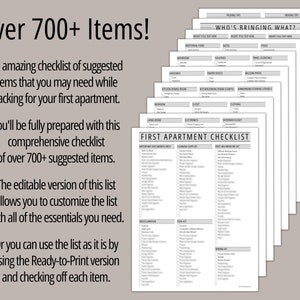 First Apartment Checklist Printable, Apartment Essentials Packing ...