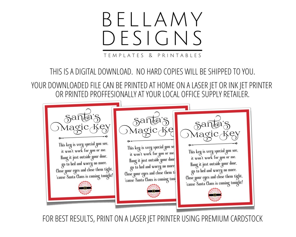 Printable Santa's Magic Key Poem Tag Santa Key Tag Party - Etsy Canada