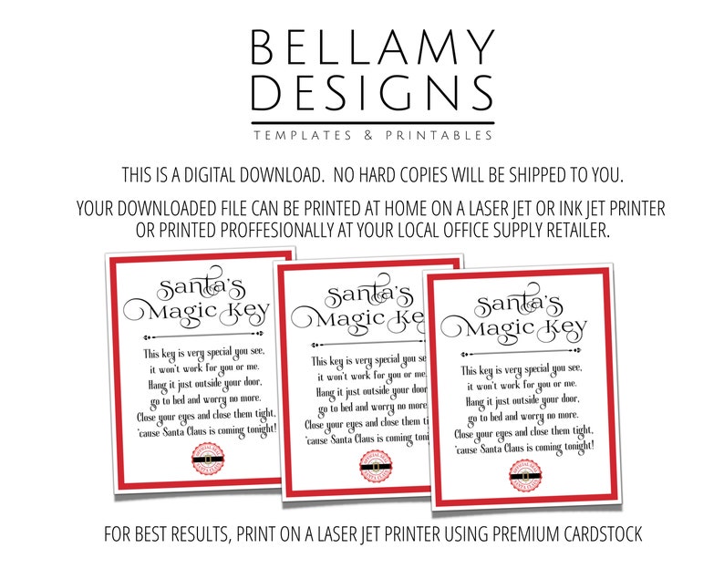 Printable Santa's Magic Key Poem Tag Santa Key Tag Party - Etsy Canada