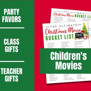 Christmas Movie Bucket List, Family Movie Night Printable, Xmas Movie ...
