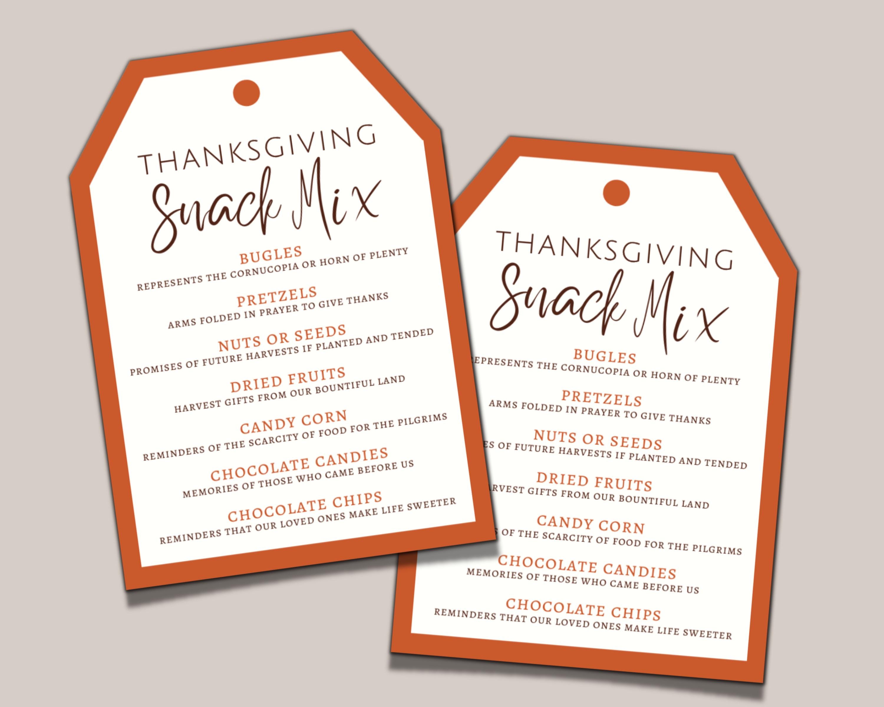 Editable Thanksgiving Snack Mix Gift Tags, Friendsgiving Printable ...