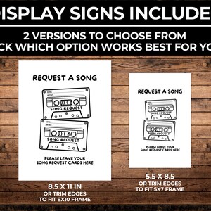 Song Request Cards & Signs, Karaoke Band DJ Printable Song Request Tags ...