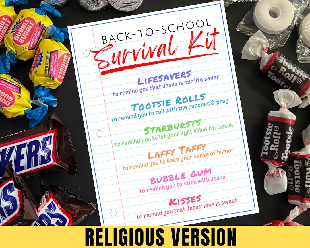 Religious Back-to-school Survival Kit Gift Tags, Great Idea Kids or as ...