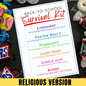 Religious Back-to-school Survival Kit Gift Tags, Great Idea Kids or as ...